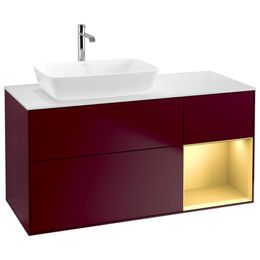 Villeroy & Boch Villeroy und Boch Finion Waschtischunterschrank G811HFHB 120cm, Abdeckplatte white matt, Emotion, Regale Gold matt lacquer, Peony Matt