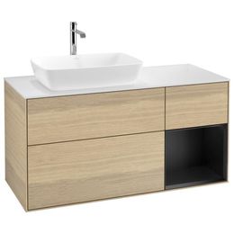 Villeroy & Boch Villeroy und Boch Finion Waschtischunterschrank G811PDPC 120cm, Abdeckplatte white matt, Emotion, Regale Black matt lacquer, Oak Veneer