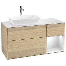 Villeroy & Boch Villeroy und Boch Finion Waschtischunterschrank G811MTPC 120cm, Abdeckplatte white matt, Emotion, Regale White matt lacquer, Oak Veneer