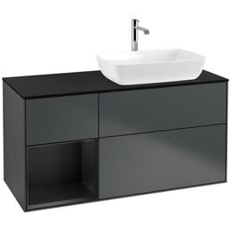 Villeroy & Boch Villeroy und Boch Finion Waschtischunterschrank F802PDHG 120cm, Abdeckplatte black matt, Regale Black matt lacquer, Midnight Blue Matt Lacquer