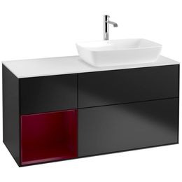 Villeroy & Boch Villeroy und Boch Finion Waschtischunterschrank F801HBPD 120cm, Abdeckplatte white matt, Regale Peony matt lacquer, Black matt lacquer