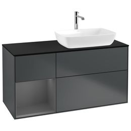 Villeroy & Boch Villeroy und Boch Finion Waschtischunterschrank G802GKHG 120cm, Abdeckplatte black matt, Emotion, Regale Anthracite matt lacquer, Midnight Blue Matt Lacquer