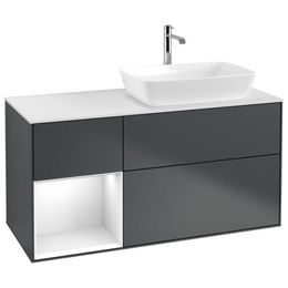 Villeroy & Boch Villeroy und Boch Finion Waschtischunterschrank G801GFHG 120cm, Abdeckplatte white matt, Emotion, Regale Glossy white lacquer, Midnight Blue Matt Lacquer