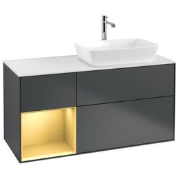 Villeroy & Boch Villeroy und Boch Finion Waschtischunterschrank G801HFHG 120cm, Abdeckplatte white matt, Emotion, Regale Gold matt lacquer, Midnight Blue Matt Lacquer
