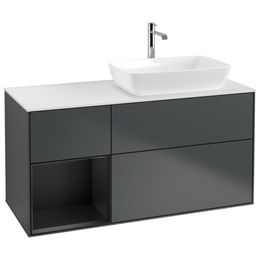 Villeroy & Boch Villeroy und Boch Finion Waschtischunterschrank G801PDHG 120cm, Abdeckplatte white matt, Emotion, Regale Black matt lacquer, Midnight Blue Matt Lacquer