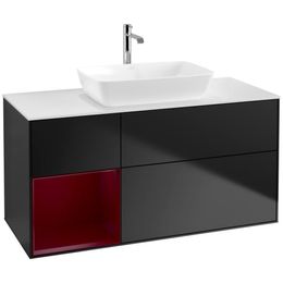 Villeroy & Boch Villeroy und Boch Finion Waschtischunterschrank F821HBPD 120cm, Abdeckplatte white matt, Regale Peony matt lacquer, Black matt lacquer