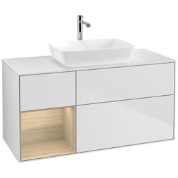 Villeroy & Boch Villeroy und Boch Finion Waschtischunterschrank F821PCMT 120cm, Abdeckplatte white matt, Regale Oak Veneer, White matt lacquer
