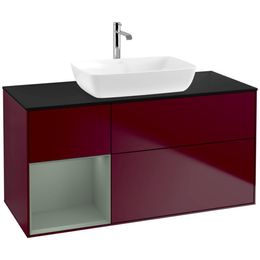 Villeroy & Boch Villeroy und Boch Finion Waschtischunterschrank F822GMHB 120cm, Abdeckplatte black matt, Regale Olive matt lacquer, Peony Matt