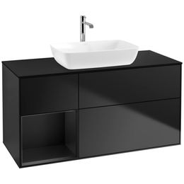 Villeroy & Boch Villeroy und Boch Finion Waschtischunterschrank F822PDPD 120cm, Abdeckplatte black matt, Regale Black matt lacquer, Black matt lacquer