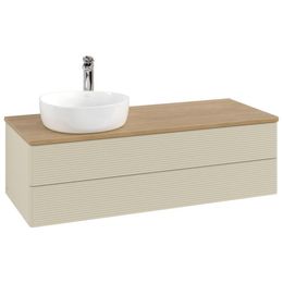 Villeroy & Boch Villeroy und Boch Antao Waschtisch-Unterschrank K22151HJ 120x36x50cm, Hahnloch, Waschbeckenplattenfarbe honey oak, silk grey matt lacquer