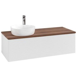 Villeroy & Boch Villeroy und Boch Antao Waschtisch-Unterschrank L33152GF mit Beleuchtung, 1 Auszug, 1200 x 360 x 500 mm, Front mit Struktur, Glossy White Lacquer / Warm Walnut