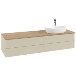 Villeroy & Boch Villeroy und Boch Antao Waschtisch-Unterschrank K27151HJ 160x36x50cm, Hahnloch, Waschbeckenplattenfarbe honey oak, silk grey matt lacquer