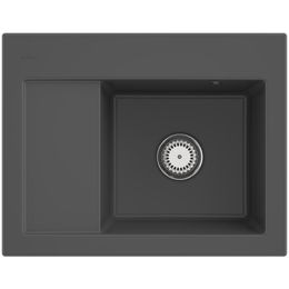 Villeroy & Boch Villeroy und Boch Subway 45 Compact Einbausp&uuml;le 331301i4 rechts, mit Ablaufgarnitur, 650 x 510 mm, Handbet&auml;tigung, graphit CeramicPlus