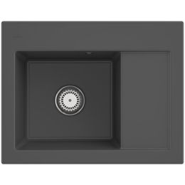 Villeroy & Boch Villeroy und Boch Subway 45 Compact Einbausp&uuml;le 331201i4 links, mit Ablaufgarnitur, Handbet&auml;tigung, 650 x 510 mm, graphit CeramicPlus