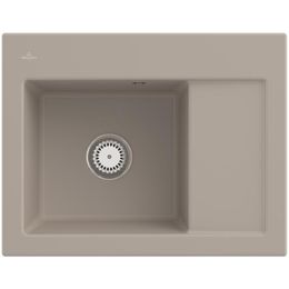 Villeroy & Boch Villeroy und Boch Subway 45 Compact Einbausp&uuml;le 331201AM links, mit Ablaufgarnitur, Handbet&auml;tigung, 650 x 510 mm, almond CeramicPlus