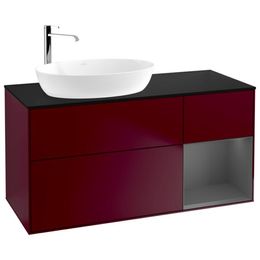 Villeroy & Boch Villeroy und Boch Finion Waschtischunterschrank G932GKHB 120cm, Abdeckplatte black matt, Emotion, Regale Anthracite matt lacquer, Peony Matt
