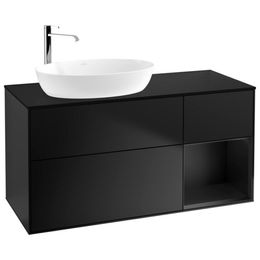 Villeroy & Boch Villeroy und Boch Finion Waschtischunterschrank G932PDPD 120cm, Abdeckplatte black matt, Emotion, Regale Black matt lacquer, Black matt lacquer
