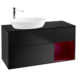 Villeroy & Boch Villeroy und Boch Finion Waschtischunterschrank G932HBPD 120cm, Abdeckplatte black matt, Emotion, Regale Peony matt lacquer, Black matt lacquer