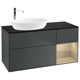 Villeroy & Boch Villeroy und Boch Finion Waschtischunterschrank G932PCHG 120cm, Abdeckplatte black matt, Emotion, Regale Oak Veneer, Midnight Blue Matt Lacquer