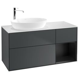 Villeroy & Boch Villeroy und Boch Finion Waschtischunterschrank G931PDHG 120cm, Abdeckplatte white matt, Emotion, Regale Black matt lacquer, Midnight Blue Matt Lacquer