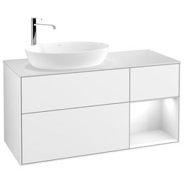 Villeroy & Boch Villeroy und Boch Finion Waschtischunterschrank F931GFGF 120cm, Abdeckplatte white matt, Regale Glossy white lacquer, Glossy white lacquer