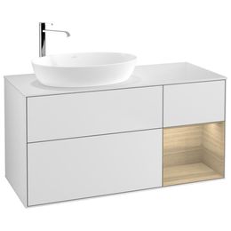 Villeroy & Boch Villeroy und Boch Finion Waschtischunterschrank F931PCMT 120cm, Abdeckplatte white matt, Regale Oak Veneer, White matt lacquer