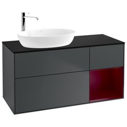 Villeroy & Boch Villeroy und Boch Finion Waschtischunterschrank F932HBHG 120cm, Abdeckplatte black matt, Regale Peony matt lacquer, Midnight Blue Matt Lacquer