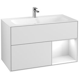 Villeroy & Boch Villeroy und Boch Finion Waschtischunterschrank F040GFMT 99,6x59,1x49,8cm, Regal rechts Glossy white lacquer, White matt lacquer
