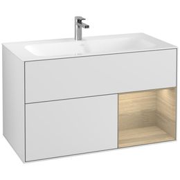 Villeroy & Boch Villeroy und Boch Finion Waschtischunterschrank F040PCMT 99,6x59,1x49,8cm, Regal rechts Oak Veneer, White matt lacquer