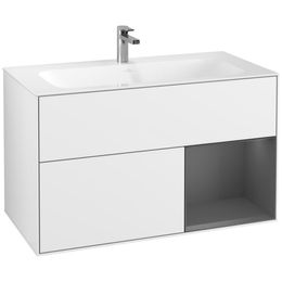Villeroy & Boch Villeroy und Boch Finion Waschtischunterschrank F040GKGF 99,6x59,1x49,8cm, Regal rechts Anthracite matt, Glossy white lacquer
