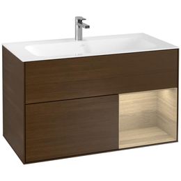 Villeroy & Boch Villeroy und Boch Finion Waschtischunterschrank F040PCGN 99,6x59,1x49,8cm, Regal rechts Oak Veneer, Walnut veneer