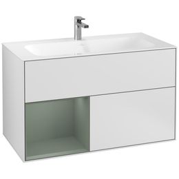 Villeroy & Boch Villeroy und Boch Finion Waschtischunterschrank F030GMMT 99,6x59,1x49,8cm, Regal links Olive Matt Lacquer, White matt lacquer