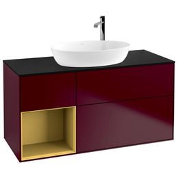 Villeroy & Boch Villeroy und Boch Finion Waschtischunterschrank F942HFHB 120cm, Abdeckplatte black matt, Regale Gold matt lacquer, Peony Matt