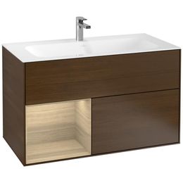 Villeroy & Boch Villeroy und Boch Finion Waschtischunterschrank F030PCGN 99,6x59,1x49,8cm, Regal links Oak Veneer, Walnut veneer