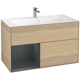 Villeroy & Boch Villeroy und Boch Finion Waschtischunterschrank F030HGPC 99,6x59,1x49,8cm, Regal links Midnight Blue Matt Lacquer, Oak Veneer