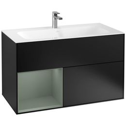 Villeroy & Boch Villeroy und Boch Finion Waschtischunterschrank F030GMPD 99,6x59,1x49,8cm, Regal links Olive Matt Lacquer, Black matt lacquer