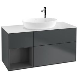 Villeroy & Boch Villeroy und Boch Finion Waschtischunterschrank F941GKHG 120cm, Abdeckplatte white matt, Regale Anthracite matt lacquer, Midnight Blue Matt Lacquer