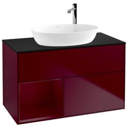 Villeroy & Boch Villeroy und Boch Finion Waschtischunterschrank F892HBHB 100cm, Abdeckplatte black matt, Regale Peony matt lacquer, Peony Matt