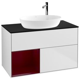 Villeroy & Boch Villeroy und Boch Finion Waschtischunterschrank G892HBMT 100cm, Abdeckplatte black matt, Emotion, Regale Peony matt lacquer, White matt lacquer