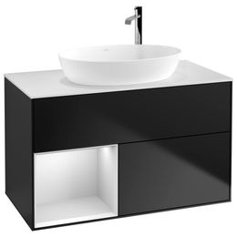 Villeroy & Boch Villeroy und Boch Finion Waschtischunterschrank G891MTPD 100cm, Abdeckplatte white matt, Emotion, Regale White matt lacquer, Black matt lacquer