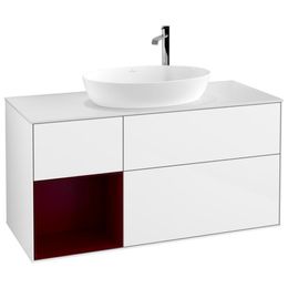 Villeroy & Boch Villeroy und Boch Finion Waschtischunterschrank G941HBGF 120cm, Abdeckplatte white matt, Emotion, Regale Peony matt lacquer, Glossy white lacquer