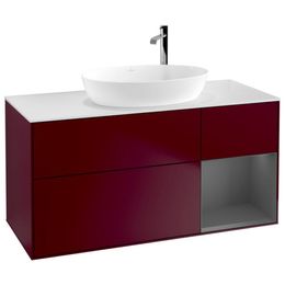 Villeroy & Boch Villeroy und Boch Finion Waschtischunterschrank F951GKHB 120cm, Abdeckplatte white matt, Regale Anthracite matt lacquer, Peony Matt