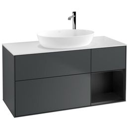 Villeroy & Boch Villeroy und Boch Finion Waschtischunterschrank F951PDHG 120cm, Abdeckplatte white matt, Regale Black matt lacquer, Midnight Blue Matt Lacquer