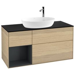 Villeroy & Boch Villeroy und Boch Finion Waschtischunterschrank G942HGPC 120cm, Abdeckplatte black matt, Emotion, Regale Midnight matt lacquer, Oak Veneer