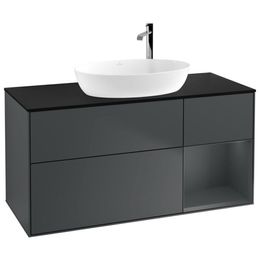 Villeroy & Boch Villeroy und Boch Finion Waschtischunterschrank G952HGHG 120cm, Abdeckplatte black matt, Emotion, Regale Midnight matt lacquer, Midnight Blue Matt Lacquer
