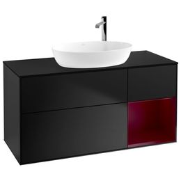 Villeroy & Boch Villeroy und Boch Finion Waschtischunterschrank G952HBPD 120cm, Abdeckplatte black matt, Emotion, Regale Peony matt lacquer, Black matt lacquer