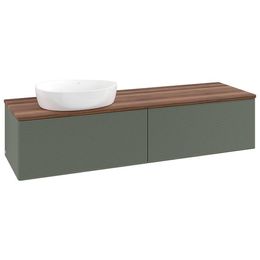 Villeroy & Boch Villeroy und Boch Antao Waschtisch-Unterschrank L37112HL mit Beleuchtung mit Struktur, 160x36x50cm, Waschbeckenplattenfarbe warm walnut, leaf green matt lacquer