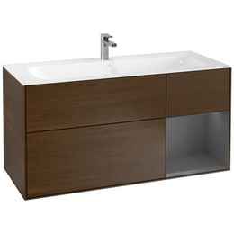 Villeroy & Boch Villeroy und Boch Finion Waschtischunterschrank F070GKGN 119,6x59,1cm, Regal rechts Anthracite matt, Walnut veneer