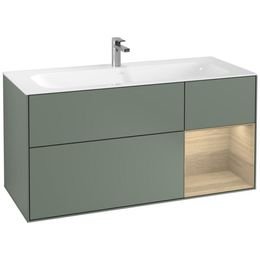 Villeroy & Boch Villeroy und Boch Finion Waschtischunterschrank F070PCGM 119,6x59,1cm, Regal rechts Oak Veneer, Olive Matt Lacquer