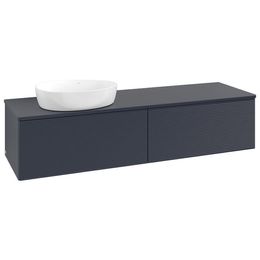 Villeroy & Boch Villeroy und Boch Antao Waschtisch-Unterschrank L37110HG mit Beleuchtung mit Struktur, 160x36x50cm, Waschbeckenplattenfarbe Lack, midnight blue matt lacquer